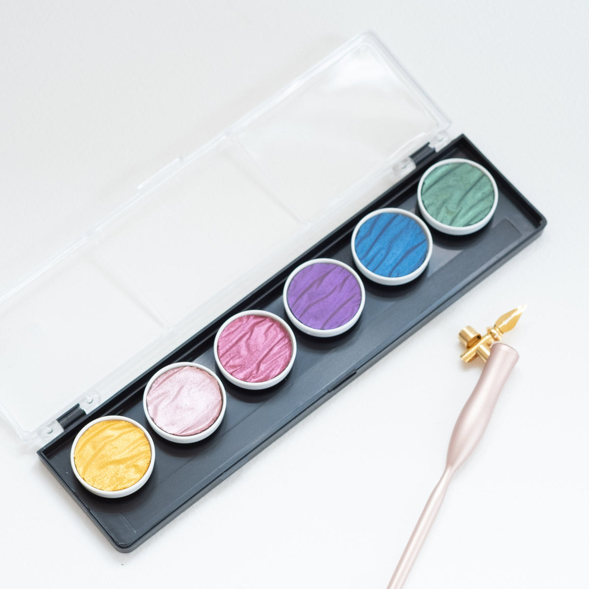 Rainbow Metallic Finetec Ink Palette – Vibrant Pearlcalligraphy Inks ...